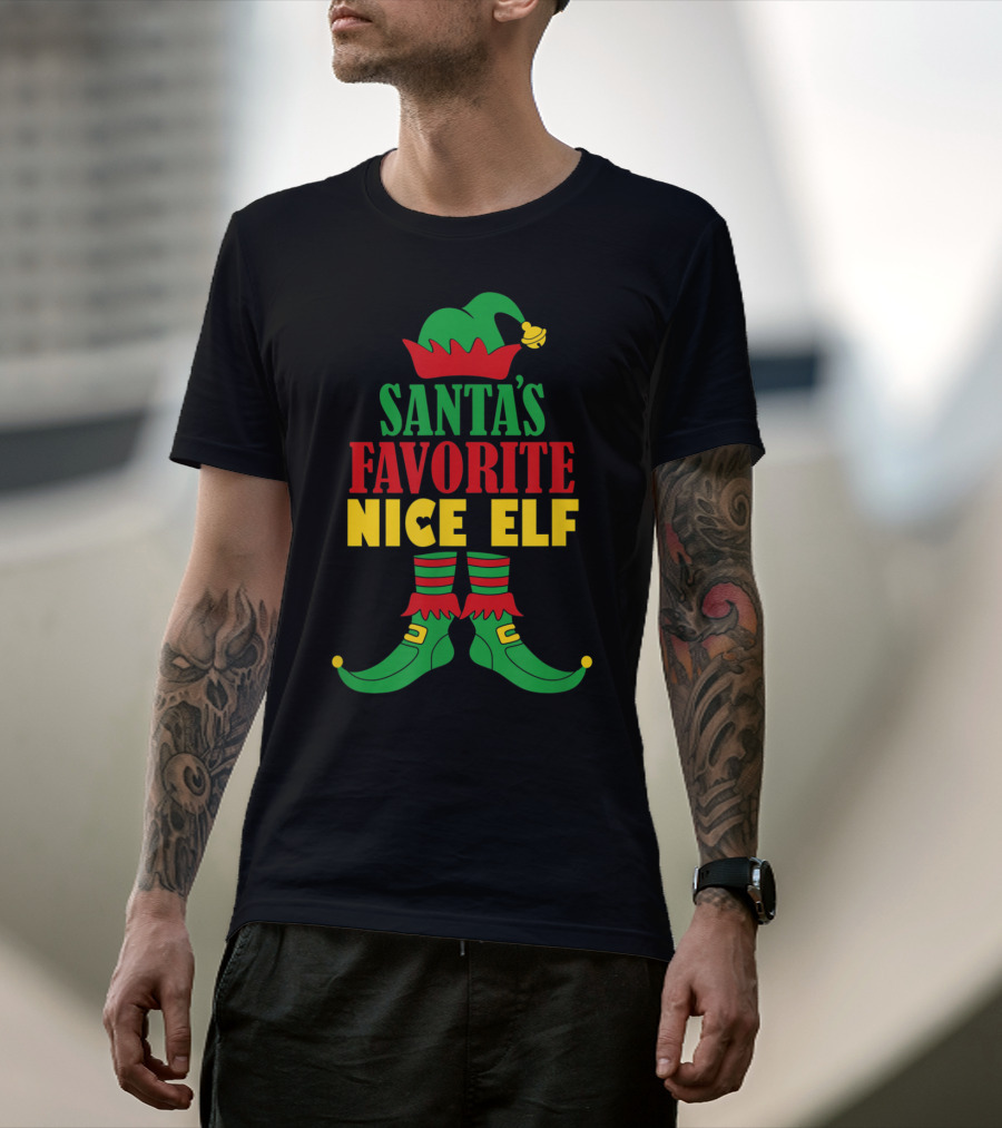 Santa's Favorite Nice Elf Christmas Matching T-Shirt