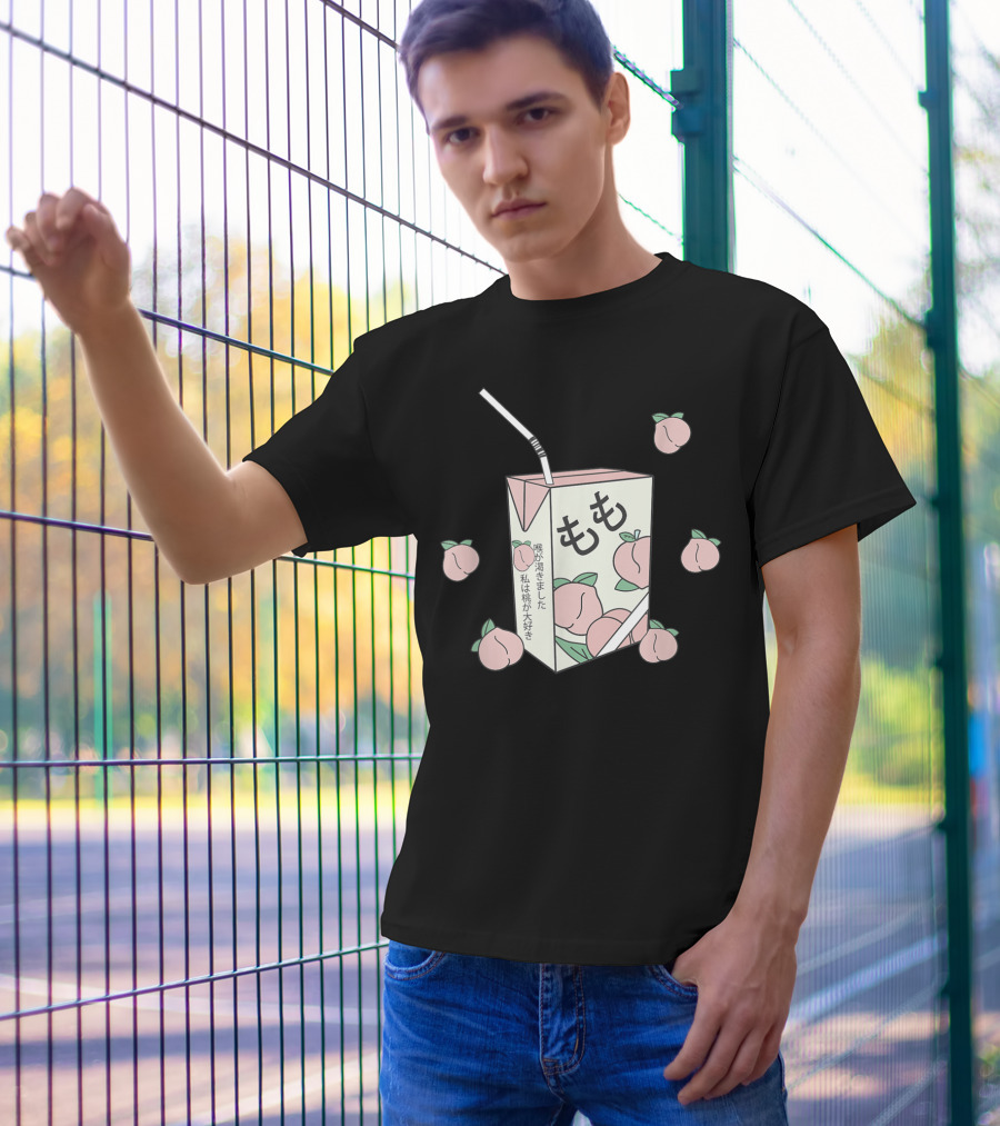 Japanese Momo Peach Juice Box Aesthetic Otaku Anime 90s T-Shirt