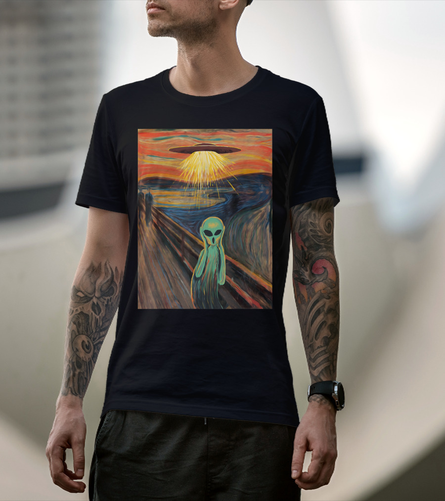 Alien Scream Munch UFO Painting T-Shirt