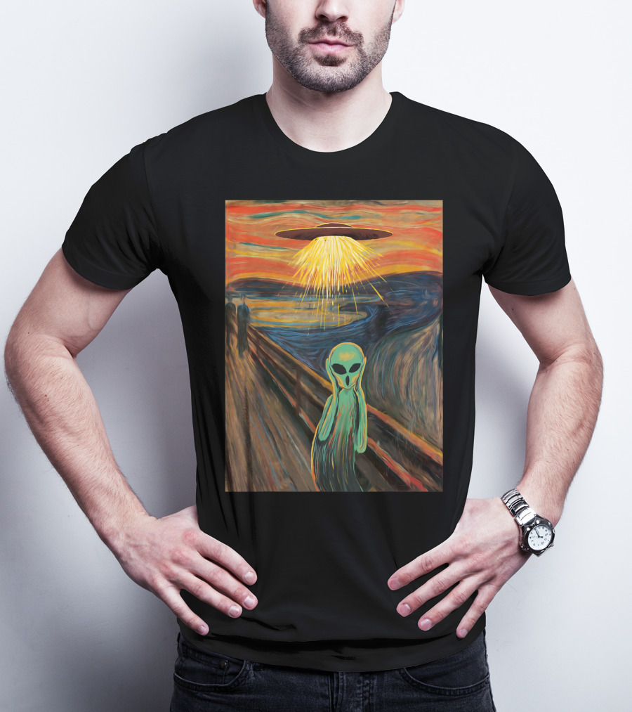 Alien Scream Munch UFO Painting T-Shirt