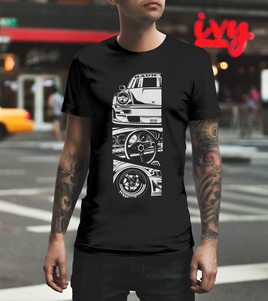 Rauh Welt Begriff German Classic Car Oldtimer Dashboard Wheel T-Shirt