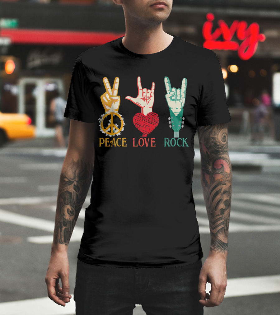 Peace Love Rock Vintage Concert Band Classic T-Shirt