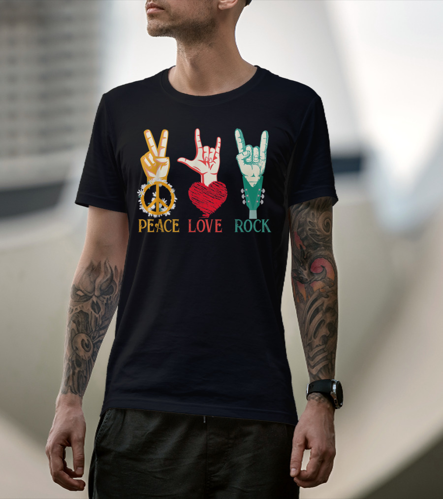 Peace Love Rock Vintage Concert Band Classic T-Shirt
