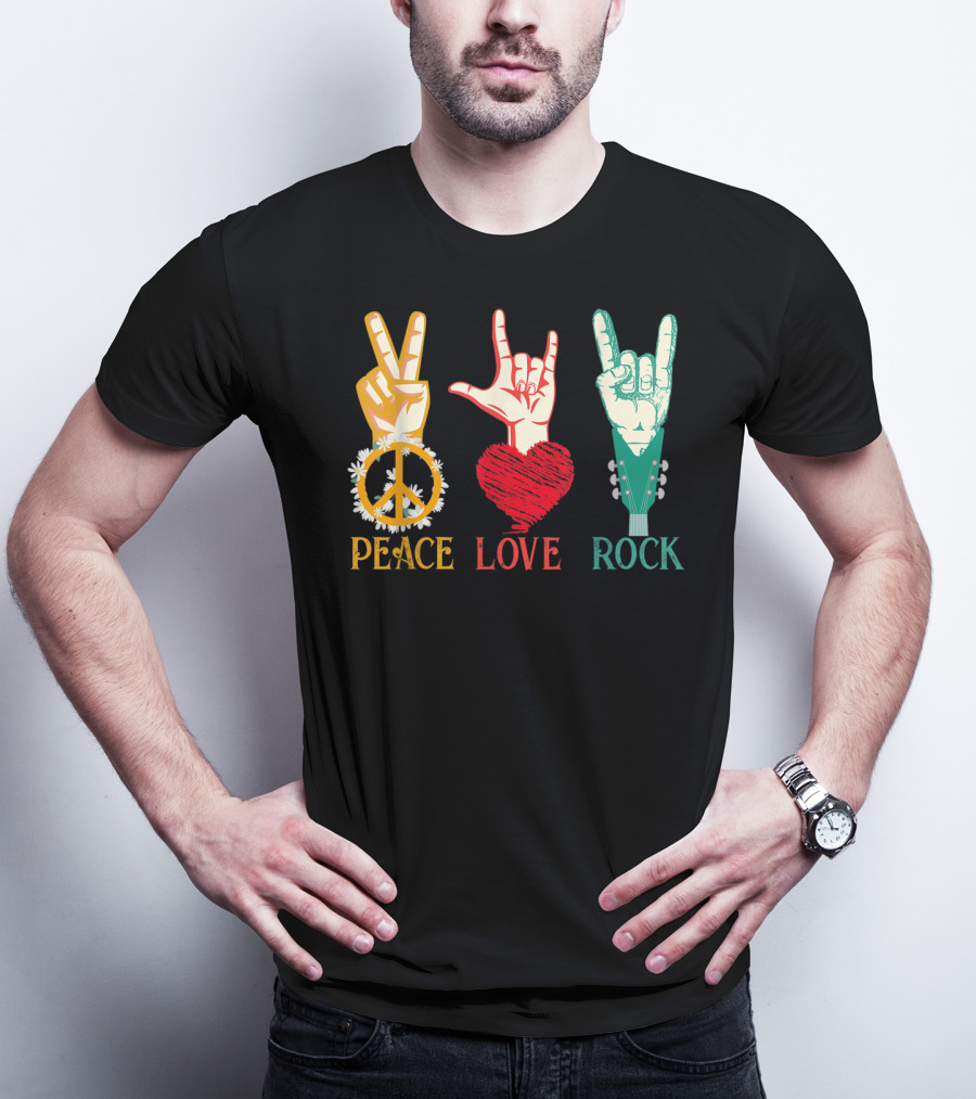 Peace Love Rock Vintage Concert Band Classic T-Shirt