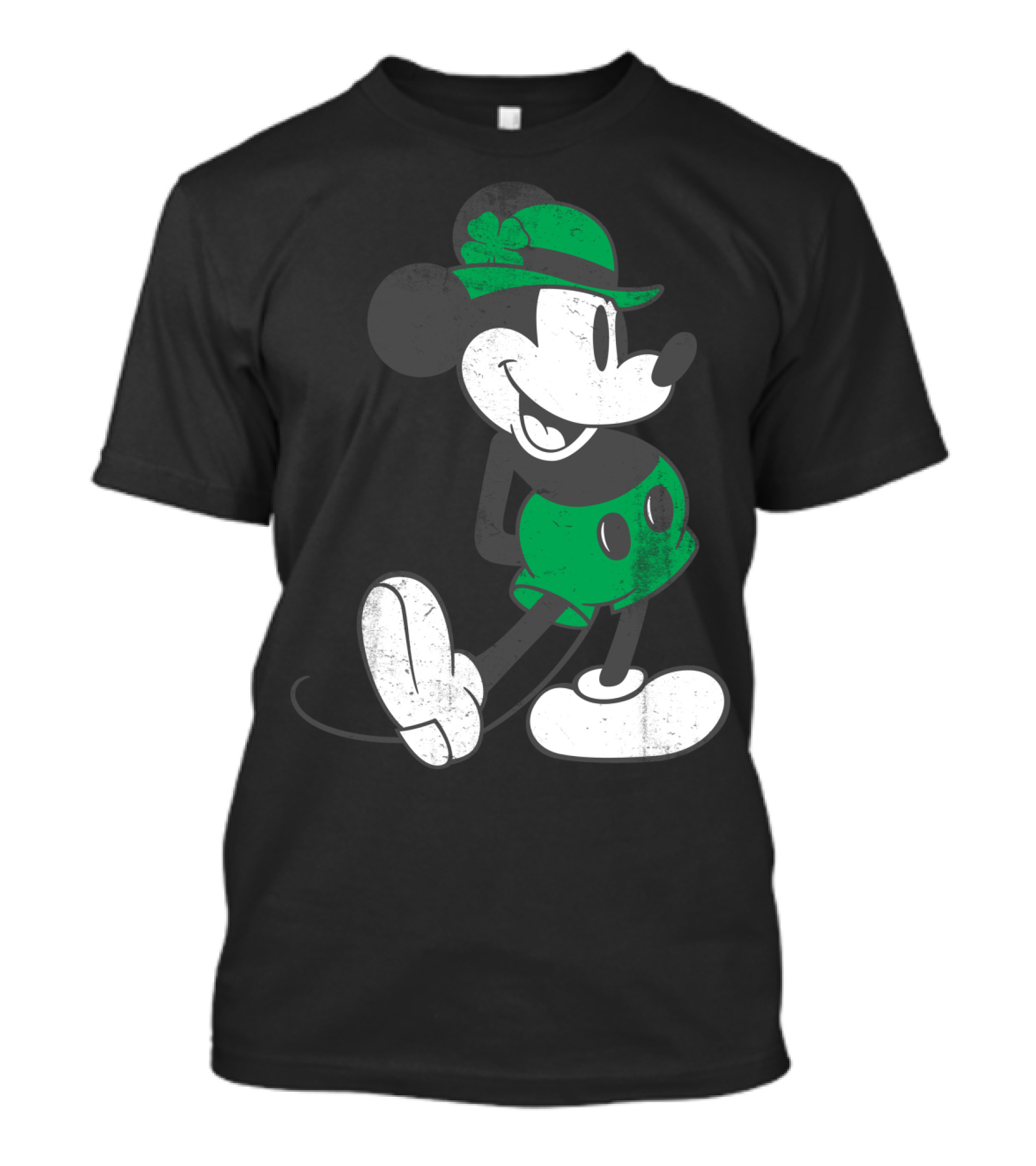 Mickey Mouse Classic Green Clover Hat Disney T-Shirt