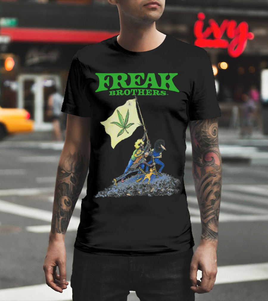 Freak Brothers Cannabis Flag Iconic Comic T-Shirt