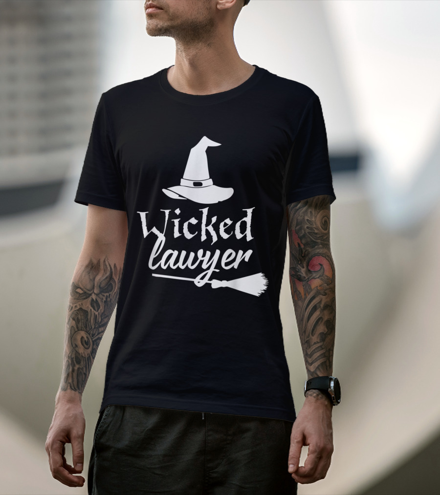 Wicked Lawyer Witch Hat Broomstick Halloween Lawyer T-Shirt