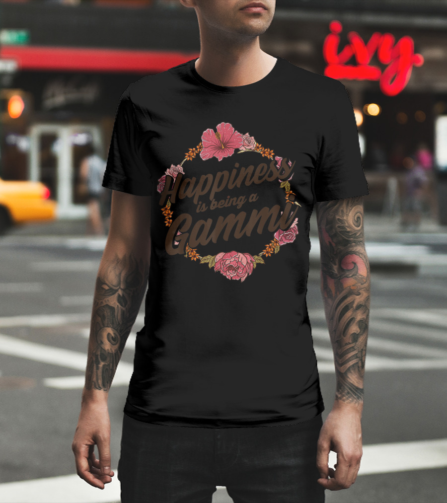Happiness Is Being A Gammi Cute Floral Rose Hibiscus Blossom T-Shirt