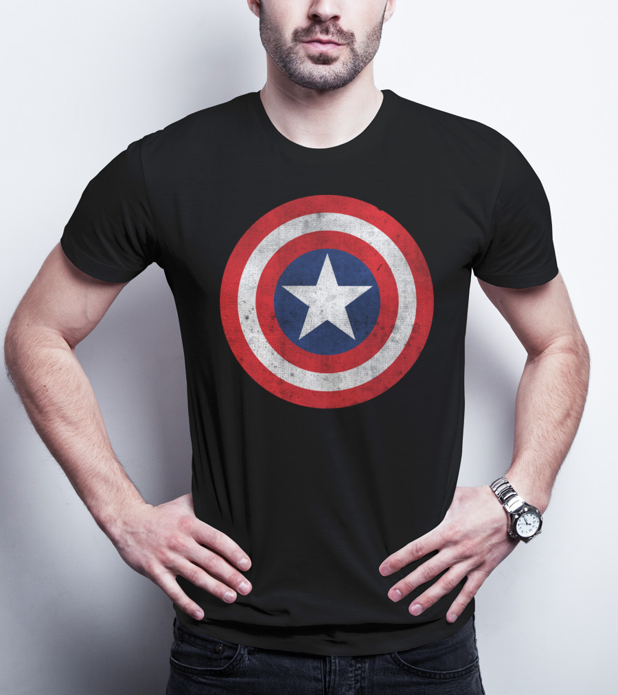 Marvel Captain America Classic Shield Iconic Symbol Red White Blue T-Shirt