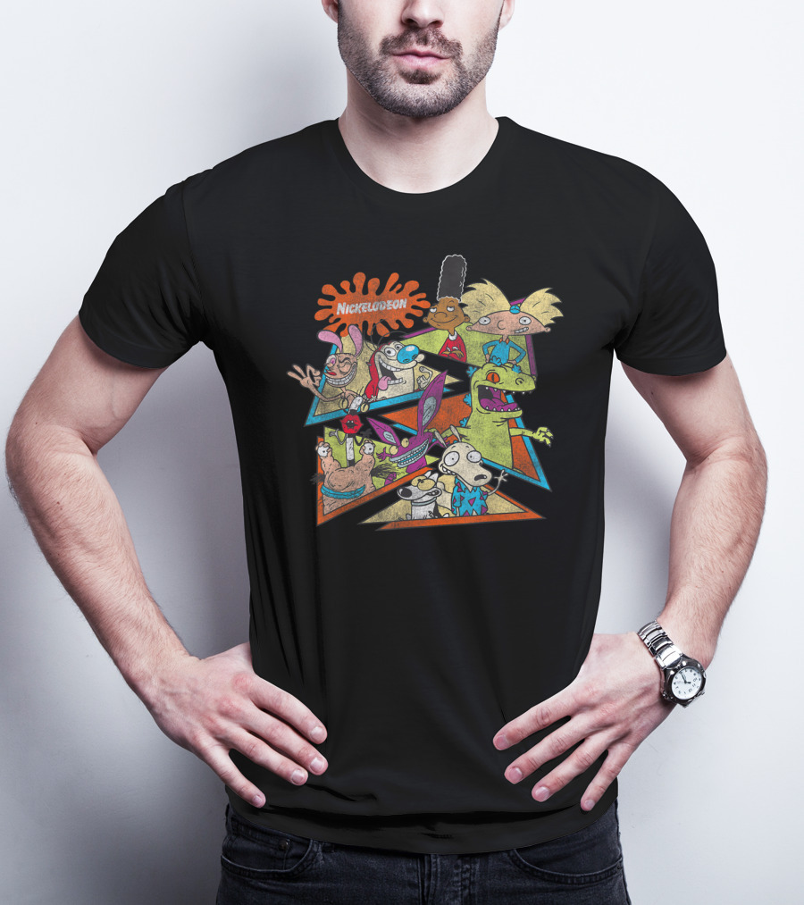 Nickelodeon Classic 90s Characters Hey Arnold Rugrats Ren Stimpy Rocko Gerald T-Shirt