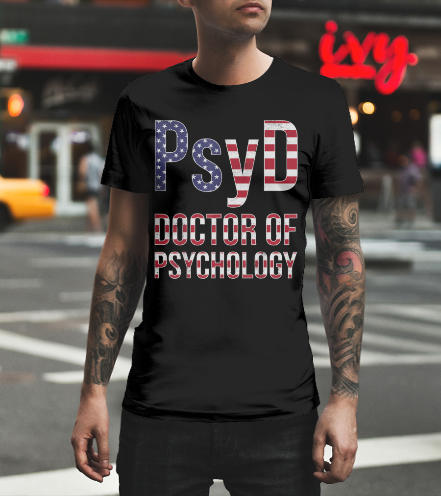 Psyd Doctor Of Psychology American Flag T-Shirt