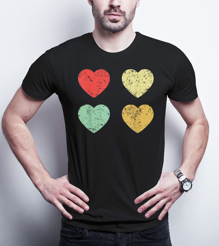 Retro Vintage Grunge Hearts Valentines Day T-Shirt