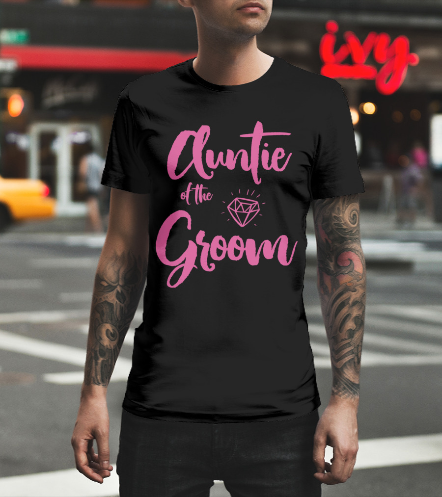Auntie Of The Groom Pink Diamond Bridal Party T-Shirt