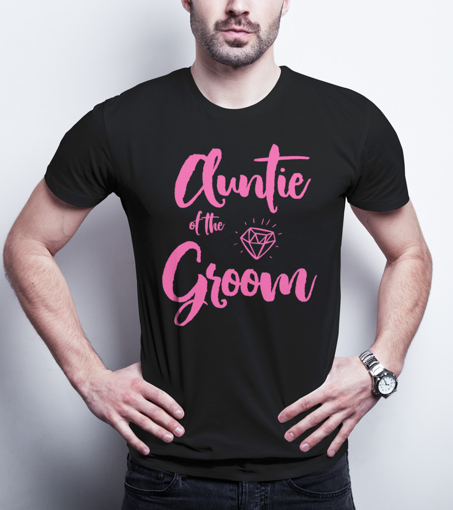 Auntie Of The Groom Pink Diamond Bridal Party T-Shirt