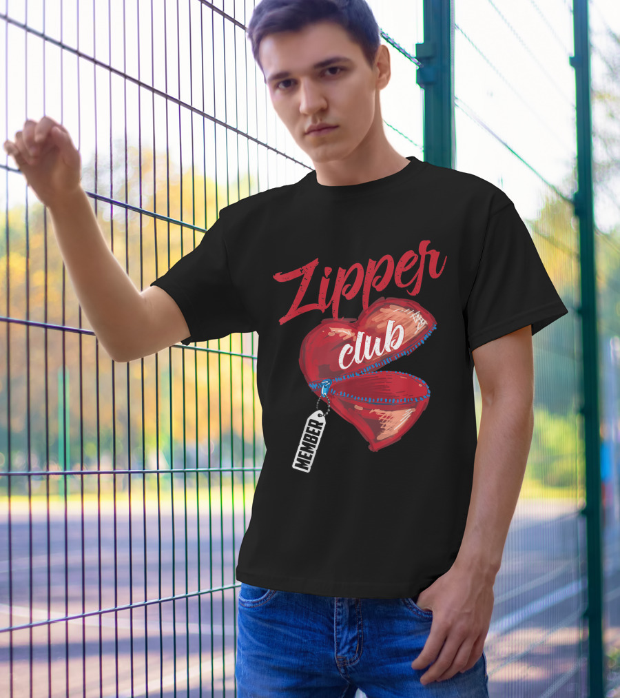 Zipper Club Member Heart With Zipper Congenital Heart Awareness T-Shirt