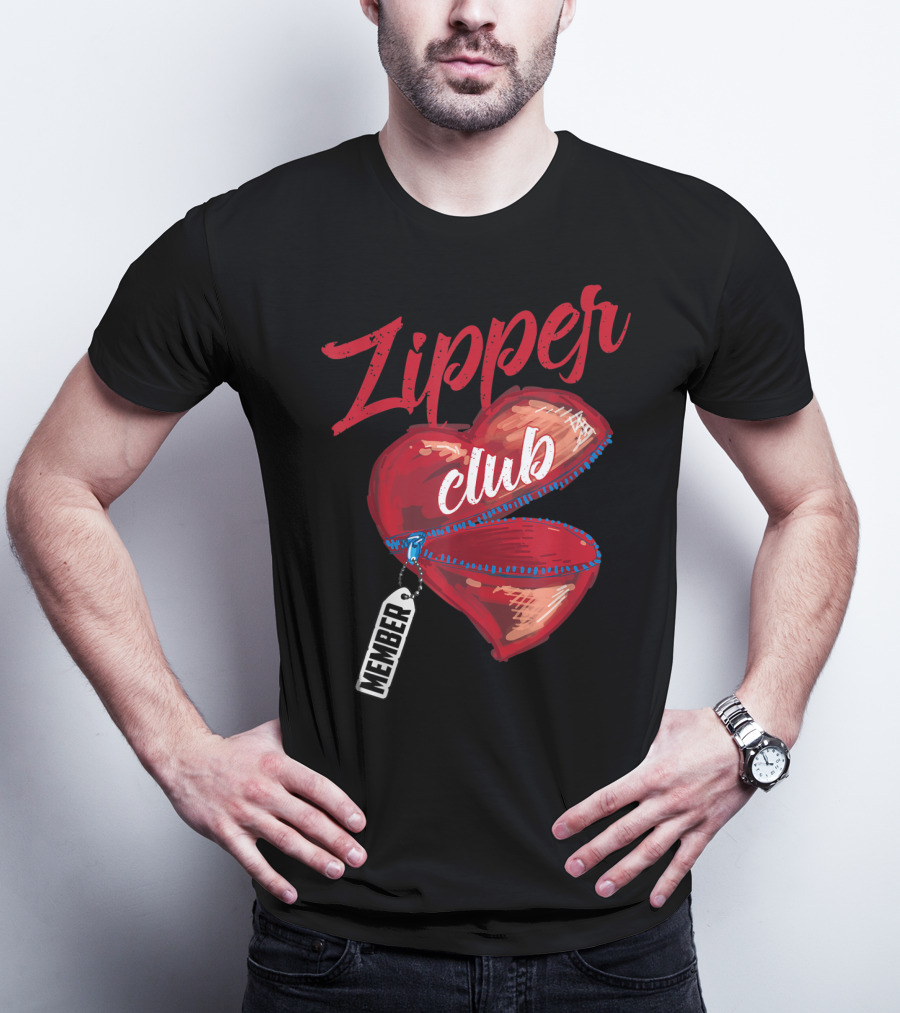 Zipper Club Member Heart With Zipper Congenital Heart Awareness T-Shirt