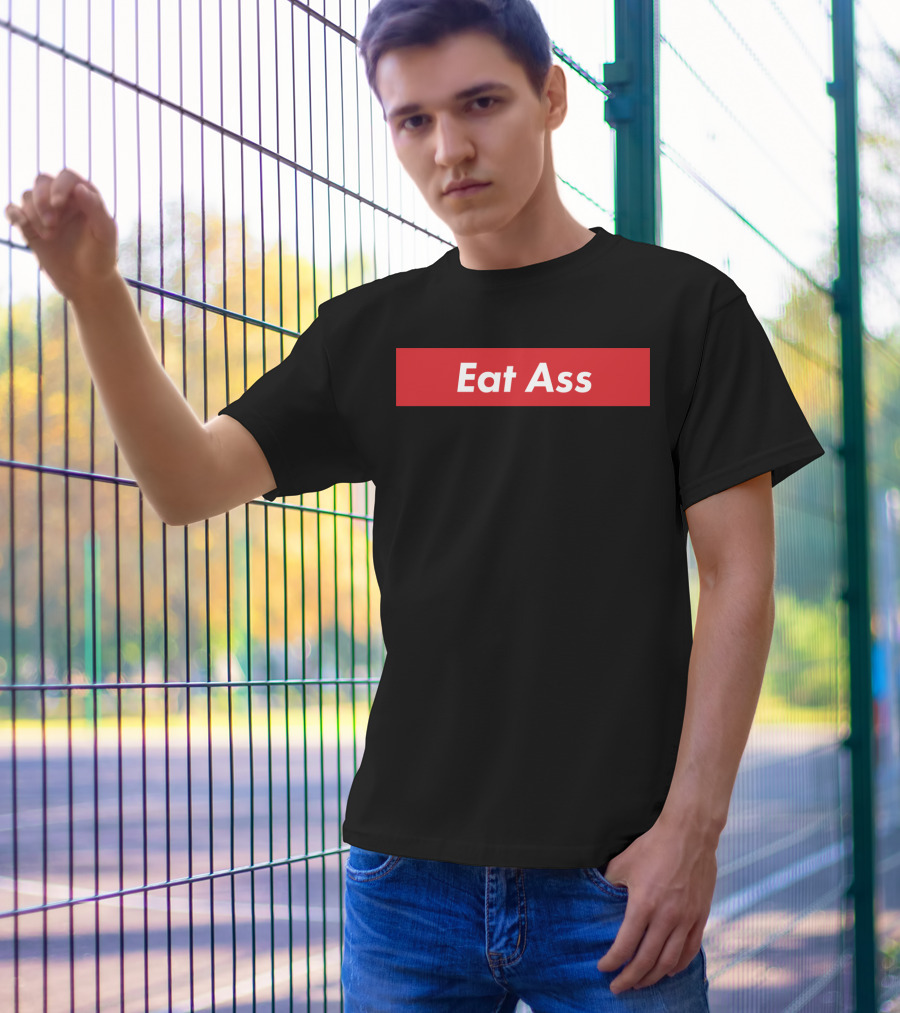 Eat Ass Red Box Logo Minimalist T-Shirt