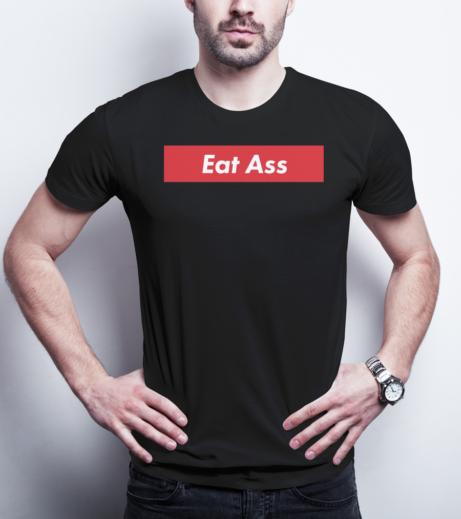 Eat Ass Red Box Logo Minimalist T-Shirt