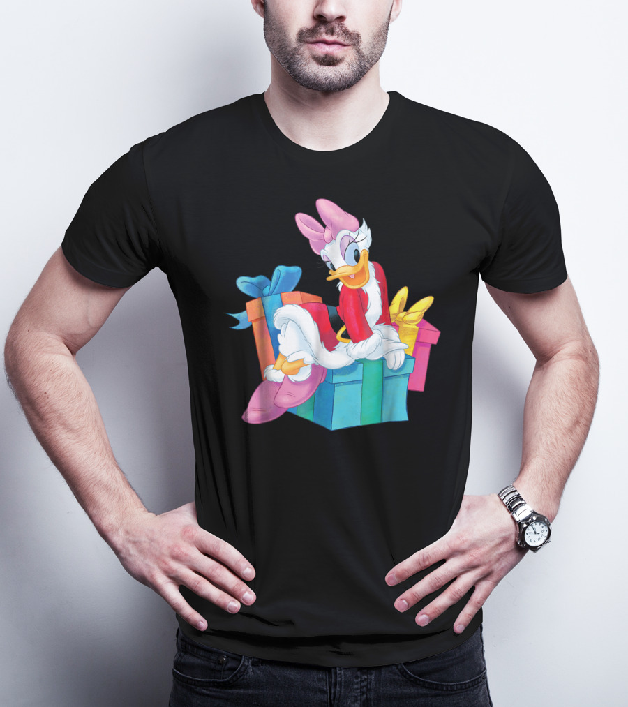 Disney Daisy Duck Santa Holiday With Colorful Gift Boxes T-Shirt