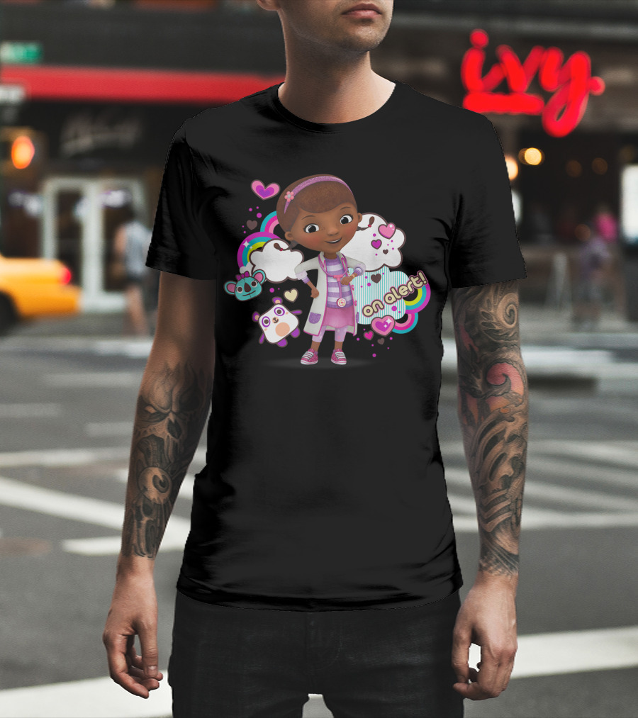 Disney Doc McStuffins Colorful Hearts And Clouds On Alert T-Shirt
