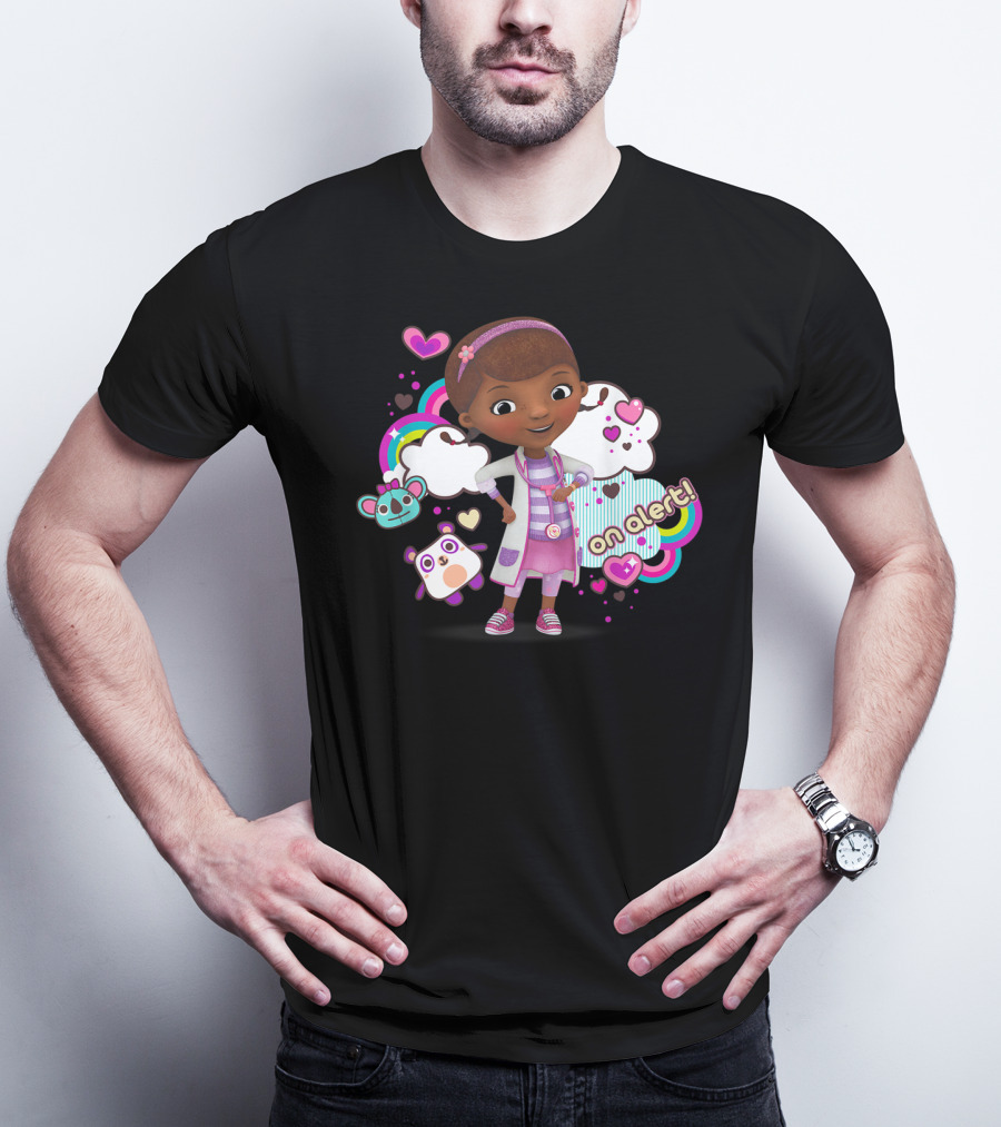 Disney Doc McStuffins Colorful Hearts And Clouds On Alert T-Shirt