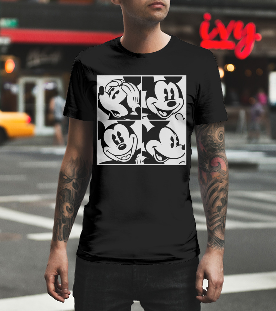Disney Mickey Mouse Classic Expressions In Four Squares T-Shirt