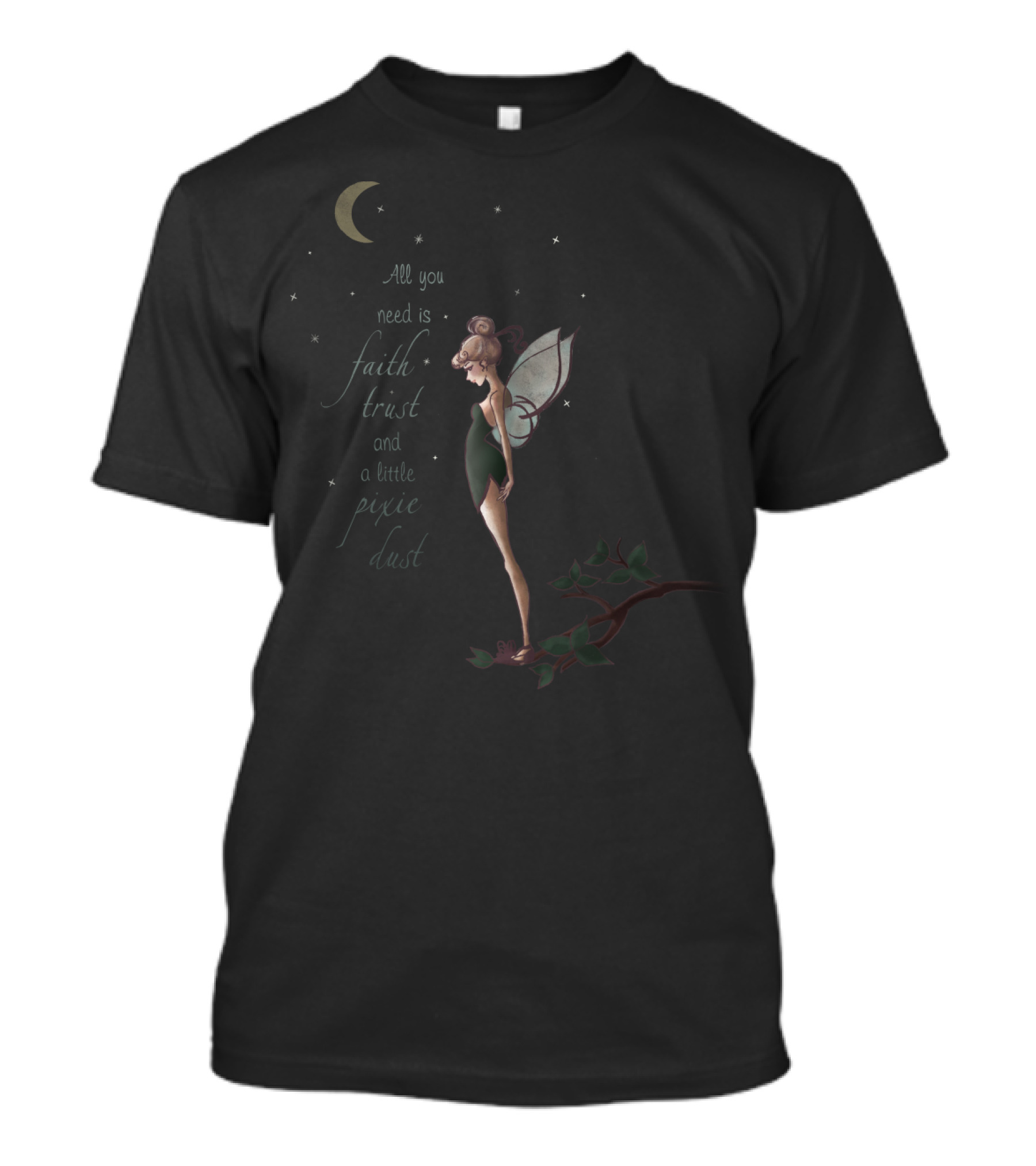 Disney Tinker Bell Faith Trust Pixie Dust Moon And Stars T-Shirt