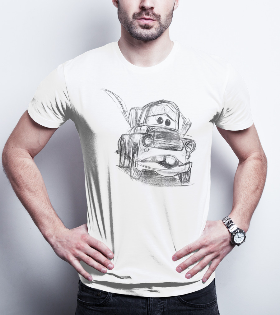 Disney Pixar Cars Mater Illustrated Line Drawing T-Shirt