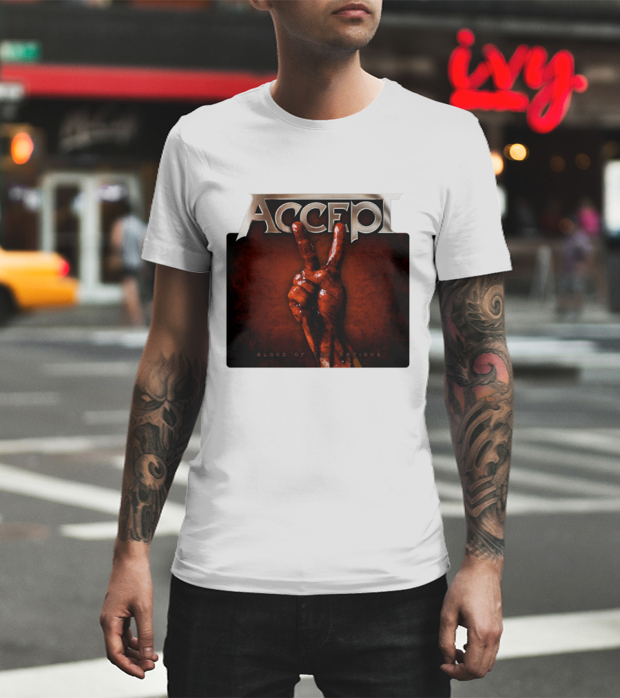 ACCEPT Blood Of The Nations Victory Hand Gesture T-Shirt