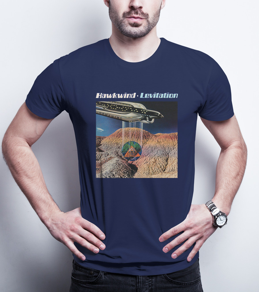 Hawkwind Levitation Spaceship Over Mountain Landscape T-Shirt