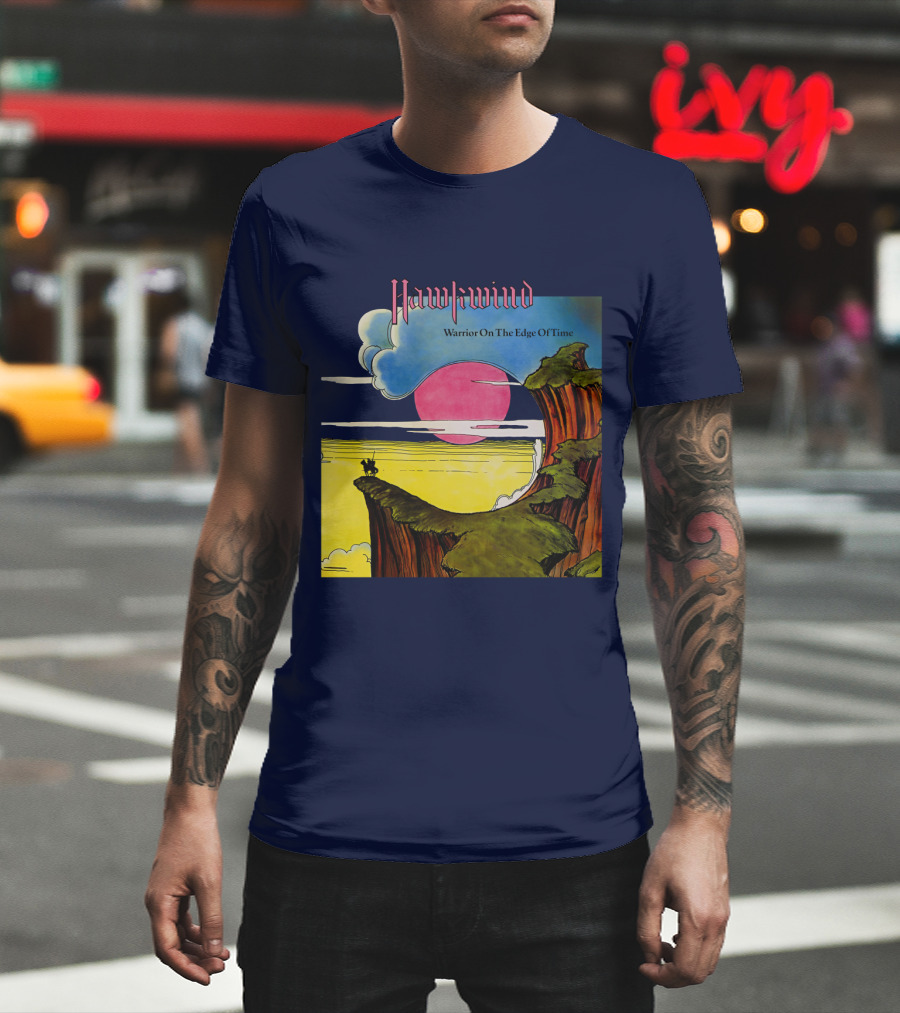 Hawkwind Warrior On The Edge Of Time Cliff Sunset Scene T-Shirt