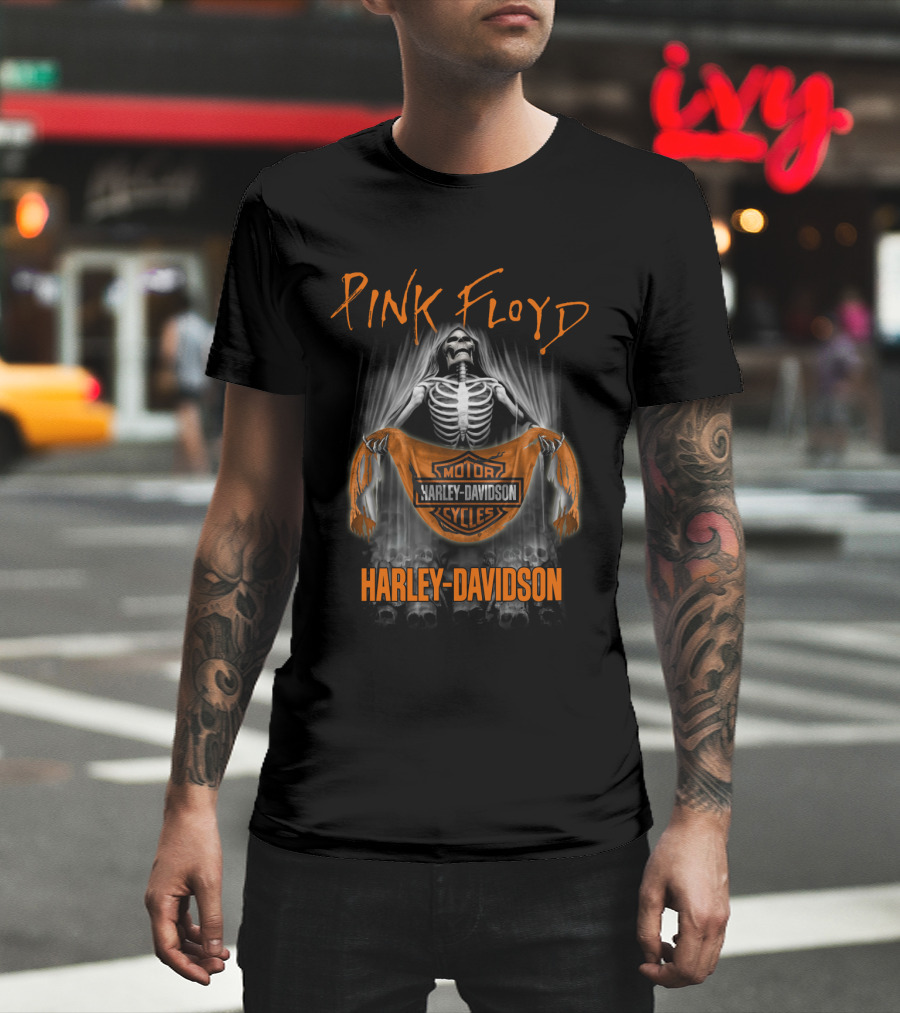 Pink Floyd Harley Davidson Skeleton Holding T-Shirt