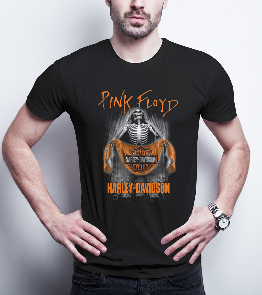 Pink Floyd Harley Davidson Skeleton Holding T-Shirt