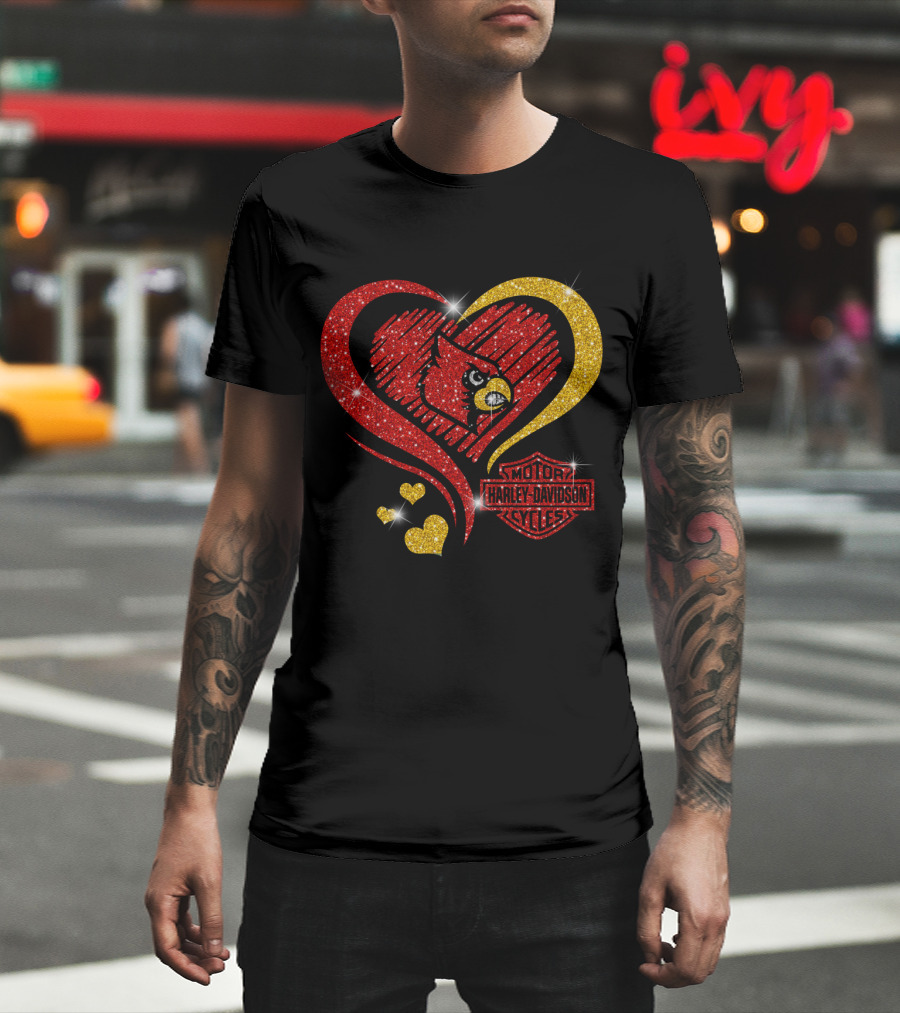 Harley Davidson Heart Louisville Cardinals T-Shirt