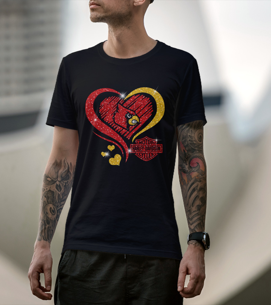 Harley Davidson Heart Louisville Cardinals T-Shirt