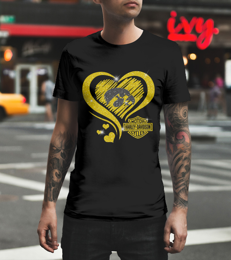 Motor Harley Davidson Cycles Iowa Hawkeyes Heart T-Shirt