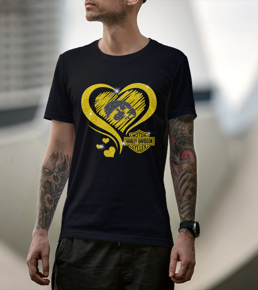 Motor Harley Davidson Cycles Iowa Hawkeyes Heart T-Shirt