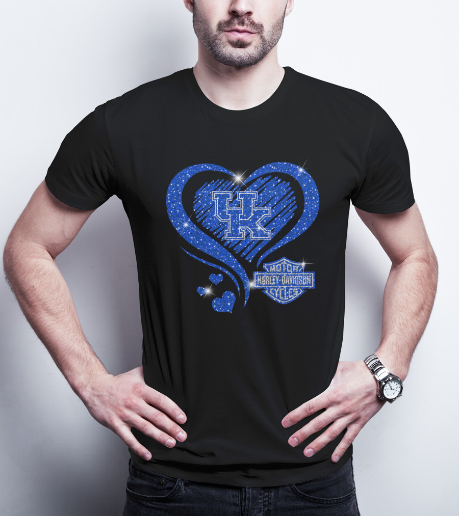 Kentucky Wildcats Harley Davidson Heart Uk T-Shirt