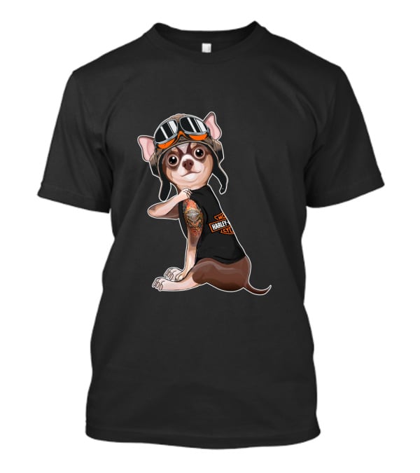 Hd Tattoo Chihuahua Harley Davidson Style Moto Pup T-Shirt