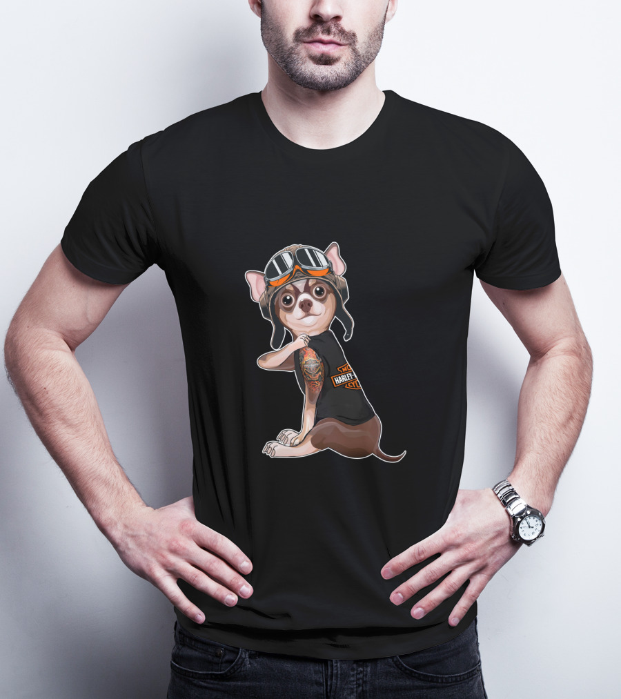 Hd Tattoo Chihuahua Harley Davidson Style Moto Pup T-Shirt