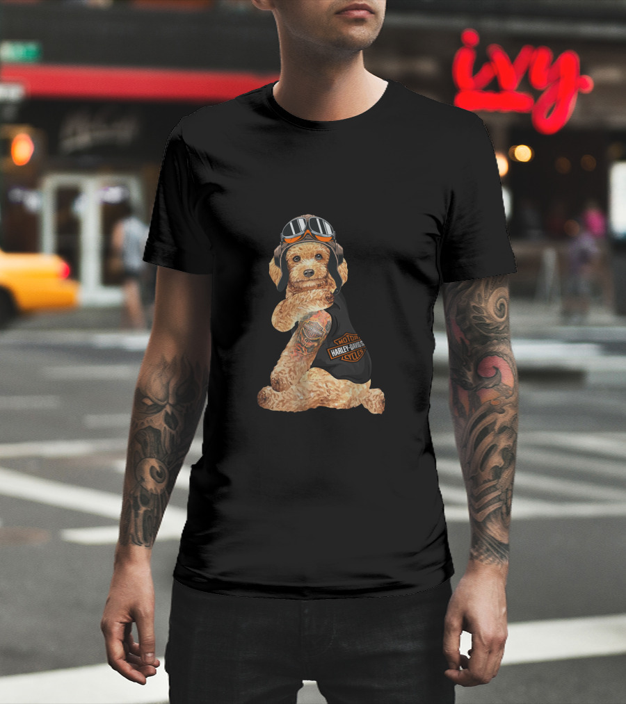 Shotgun Harley Davidson Cycles Hd Tatoo Poodle T-Shirt