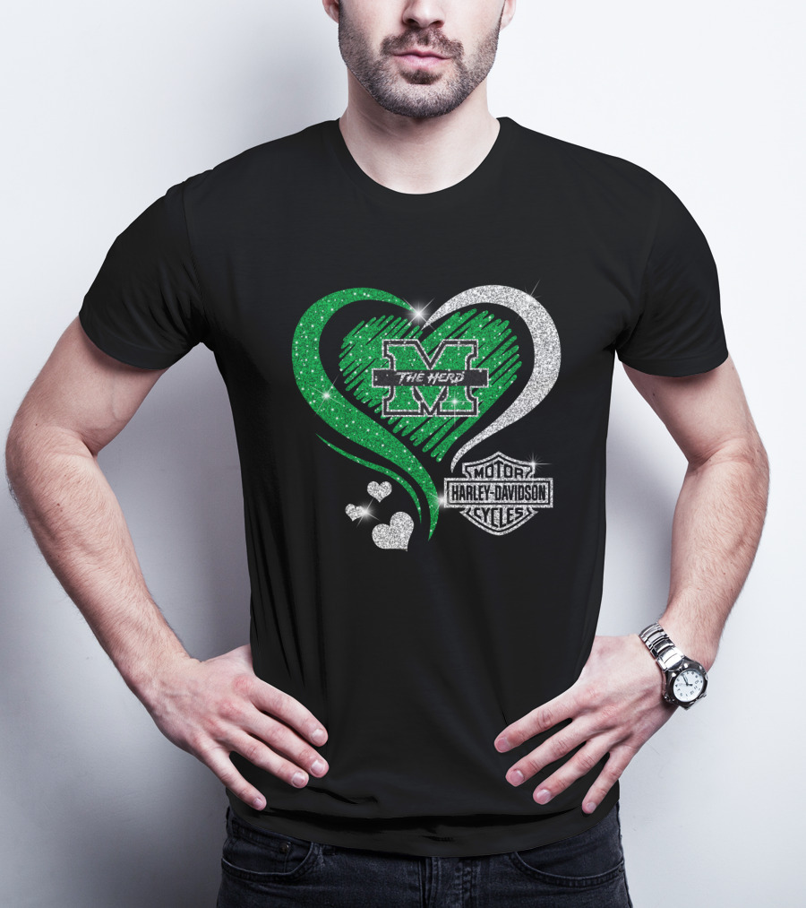 M The Herd Motor Harley Davidson Cycles Heart 0306Hd Marshall Thundering Herd T-Shirt