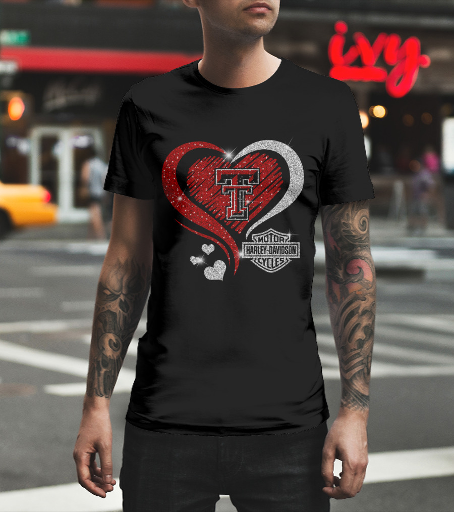 Texas Tech Red Raiders Harley Davidson Heart T-Shirt