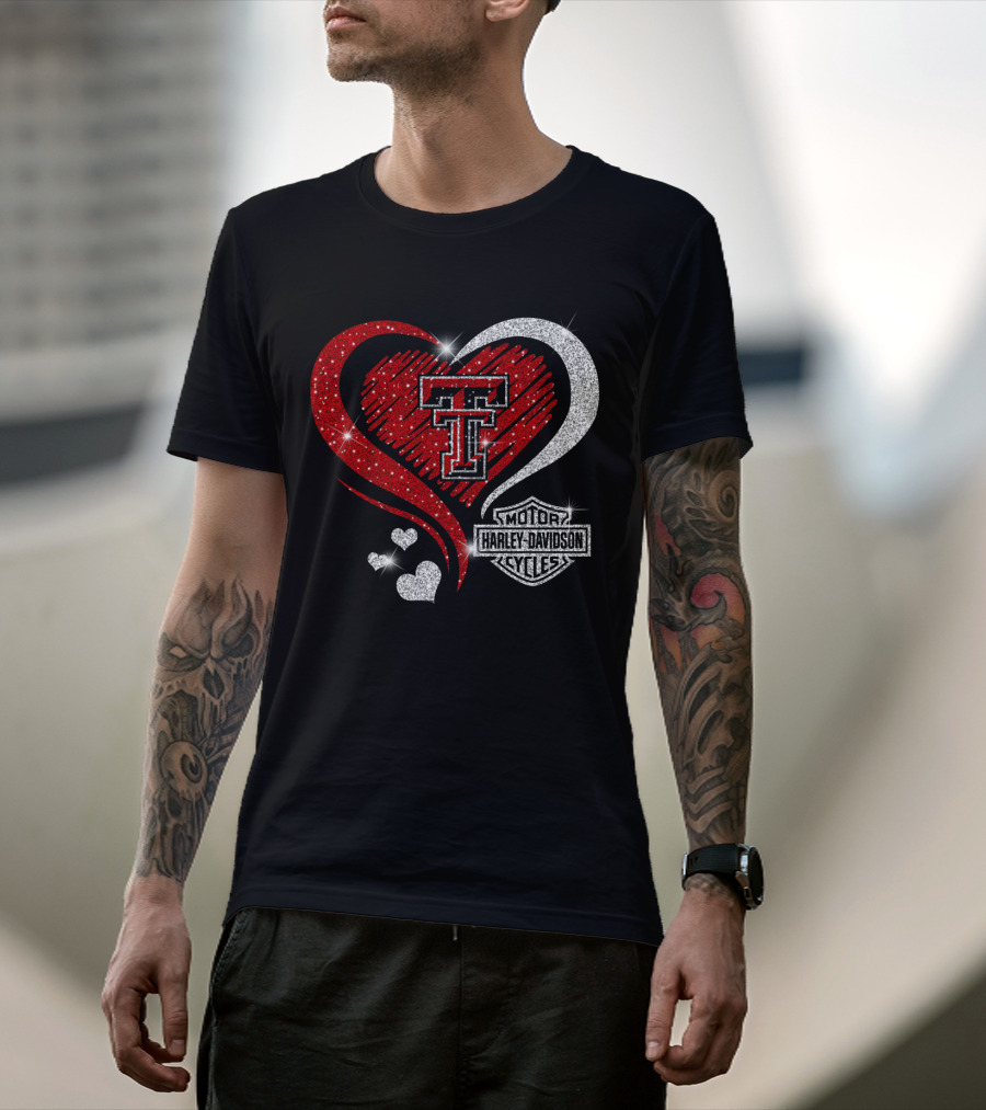 Texas Tech Red Raiders Harley Davidson Heart T-Shirt
