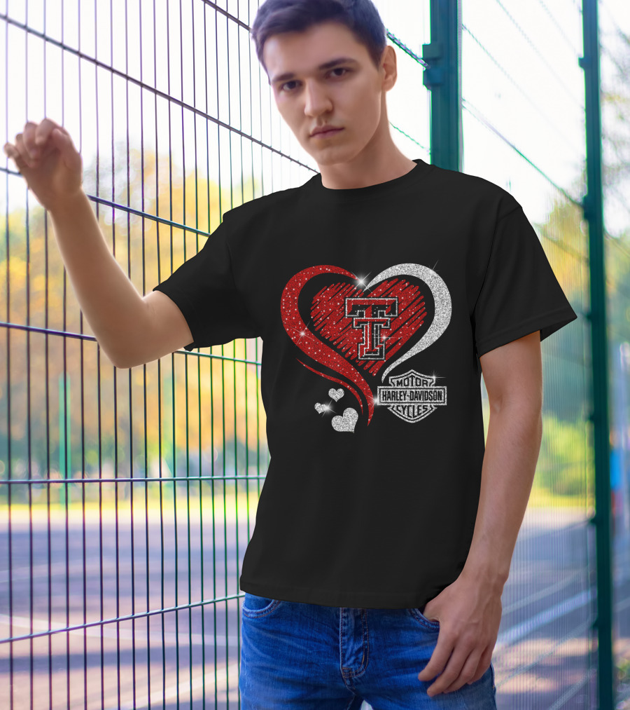 Texas Tech Red Raiders Harley Davidson Heart T-Shirt