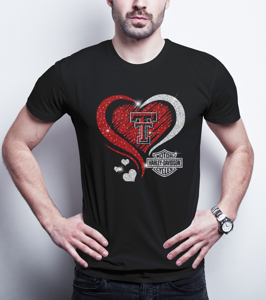 Texas Tech Red Raiders Harley Davidson Heart T-Shirt