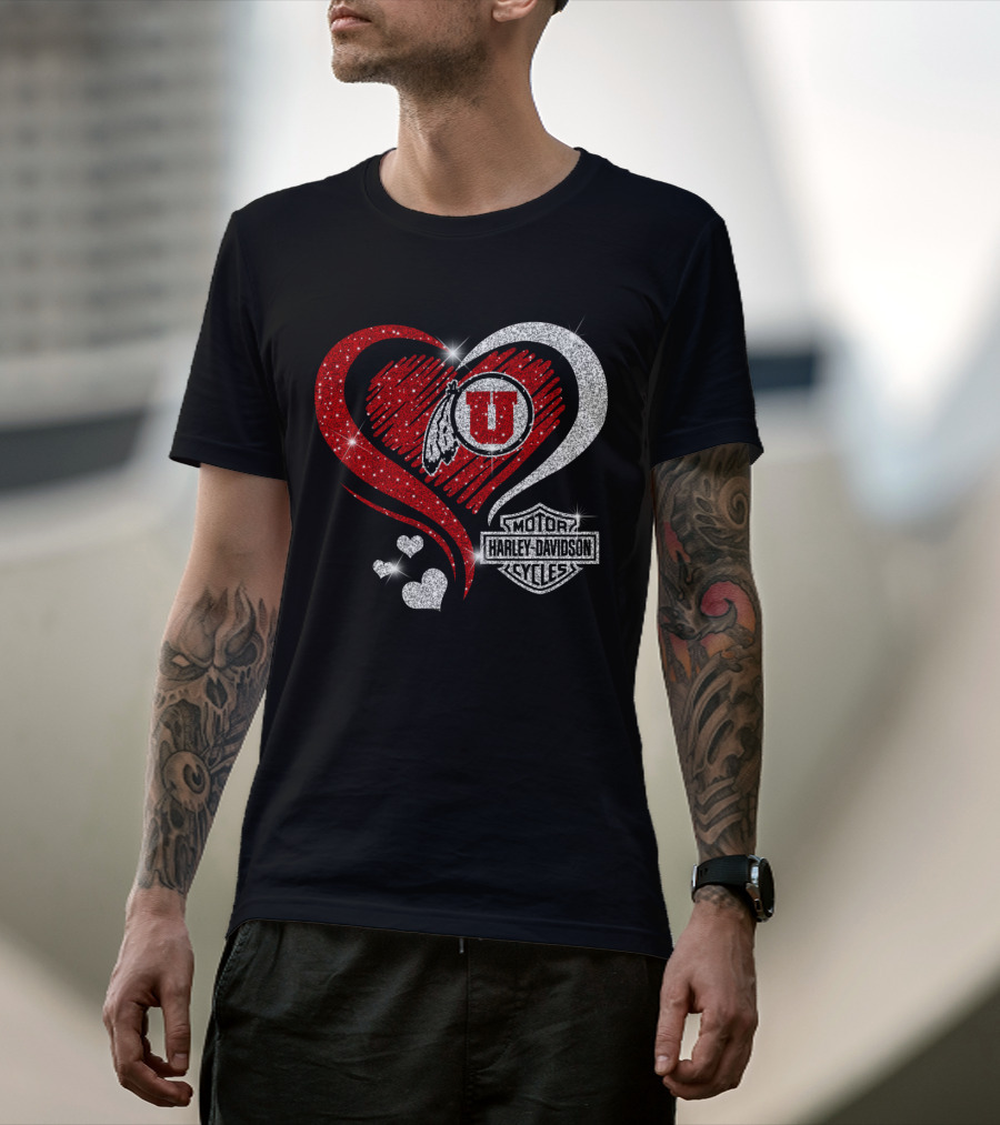 Utah Utes Harley Davidson Heart T-Shirt