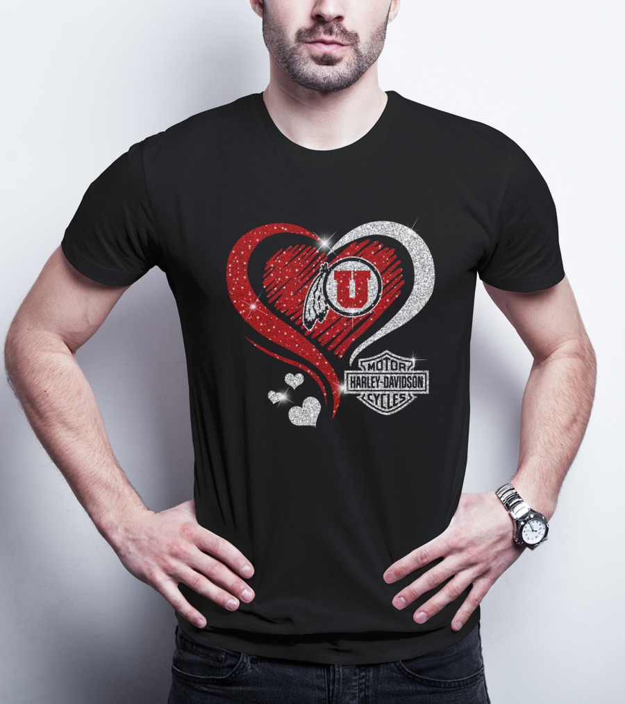 Utah Utes Harley Davidson Heart T-Shirt