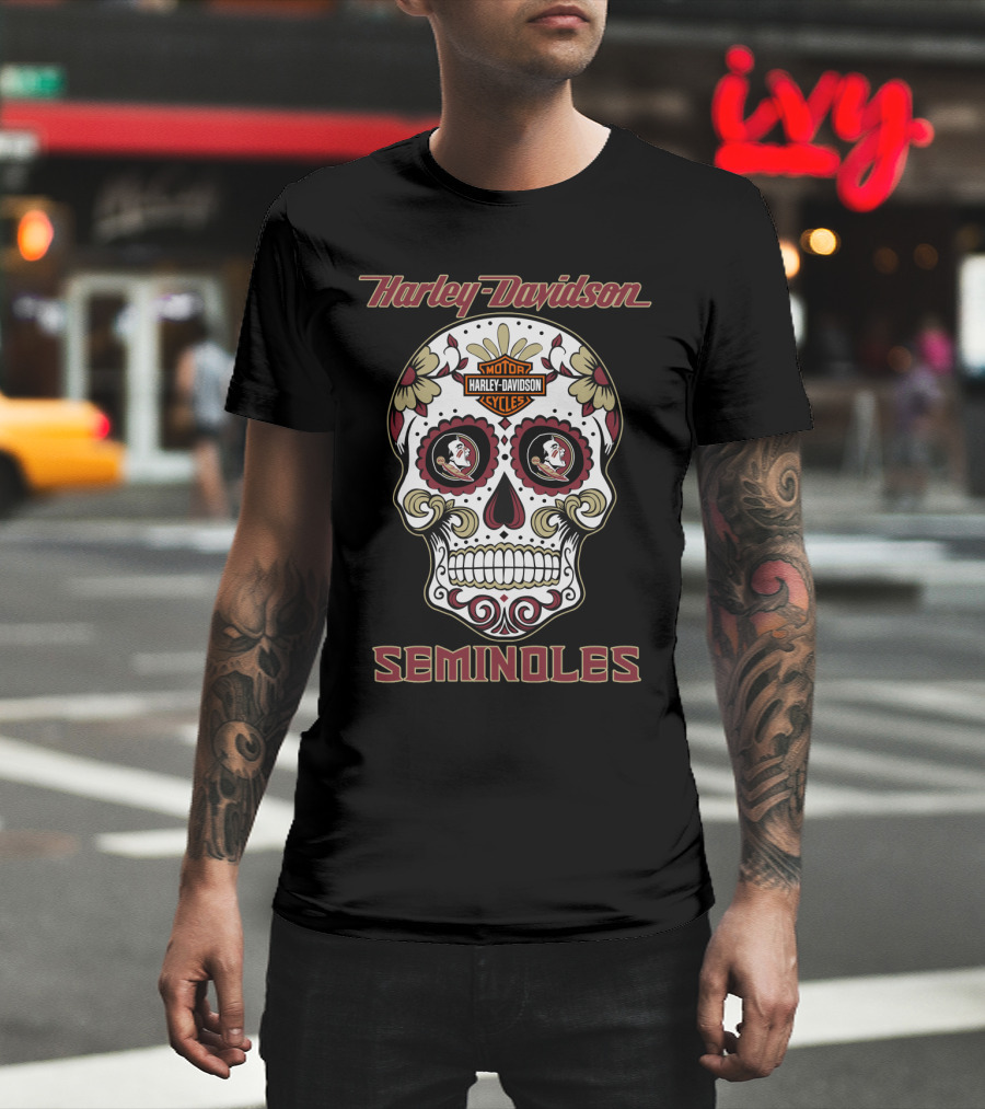 Harley Davidson Florida State Seminoles Sugar Skull T-Shirt