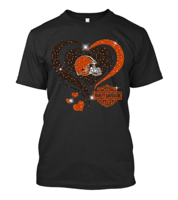 Harley Davidson Cleveland Browns Heart T-Shirt